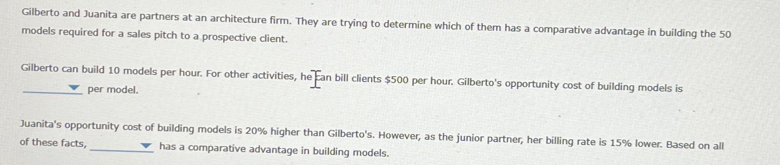 Solved Gilberto and Juanita are partners at an architecture | Chegg.com