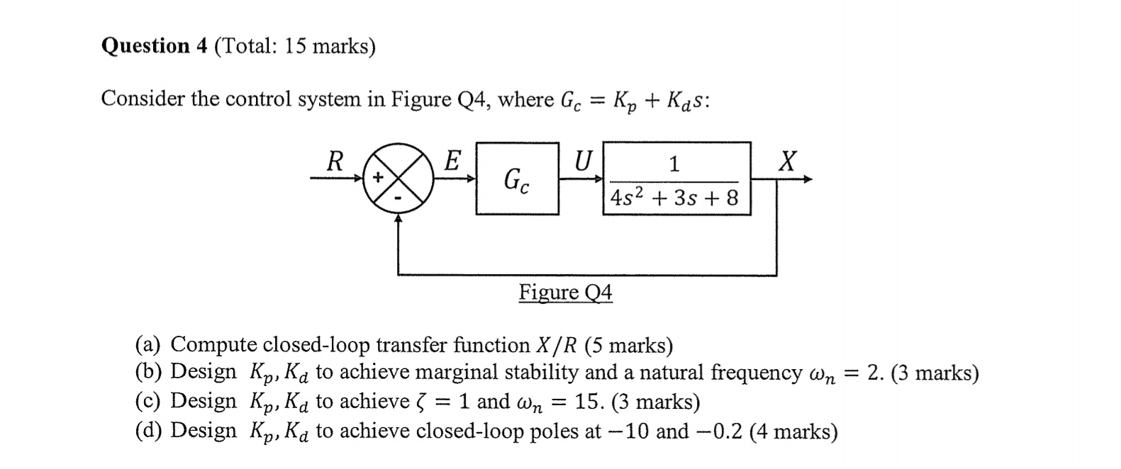 Solved Question 4 (Total: 15 marks)Consider the control | Chegg.com Solved Question 4 (Total: 15 marks)Consider the control | Chegg.com