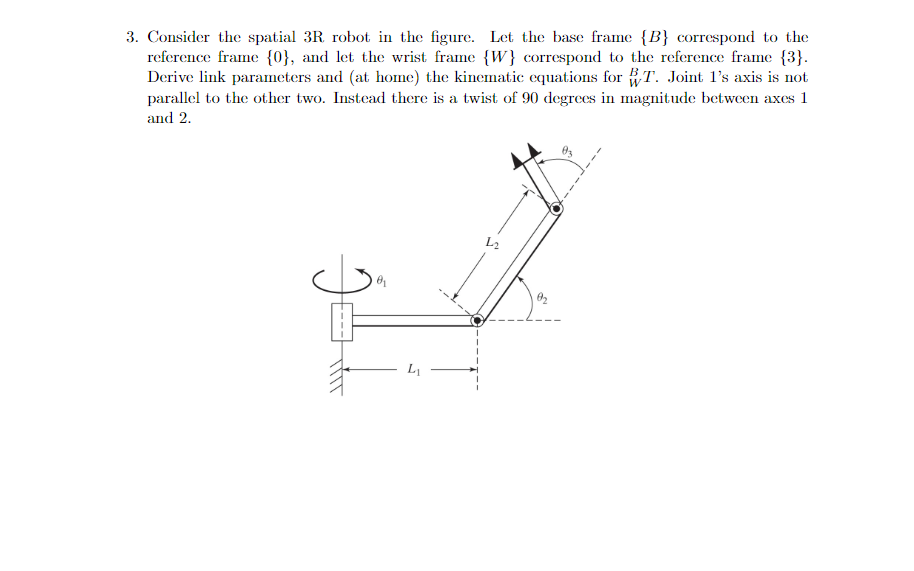Solved Consider the spatial 3R robot in the figure. Let the | Chegg.com
