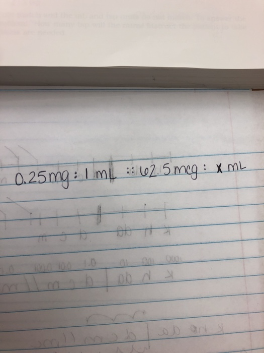 Solved 0.25mg: IML :: 625 mcg : XML 0 100 100 10 al al 000 | Chegg.com