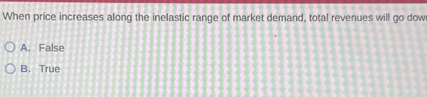 Solved When price increases along the inelastic range of | Chegg.com