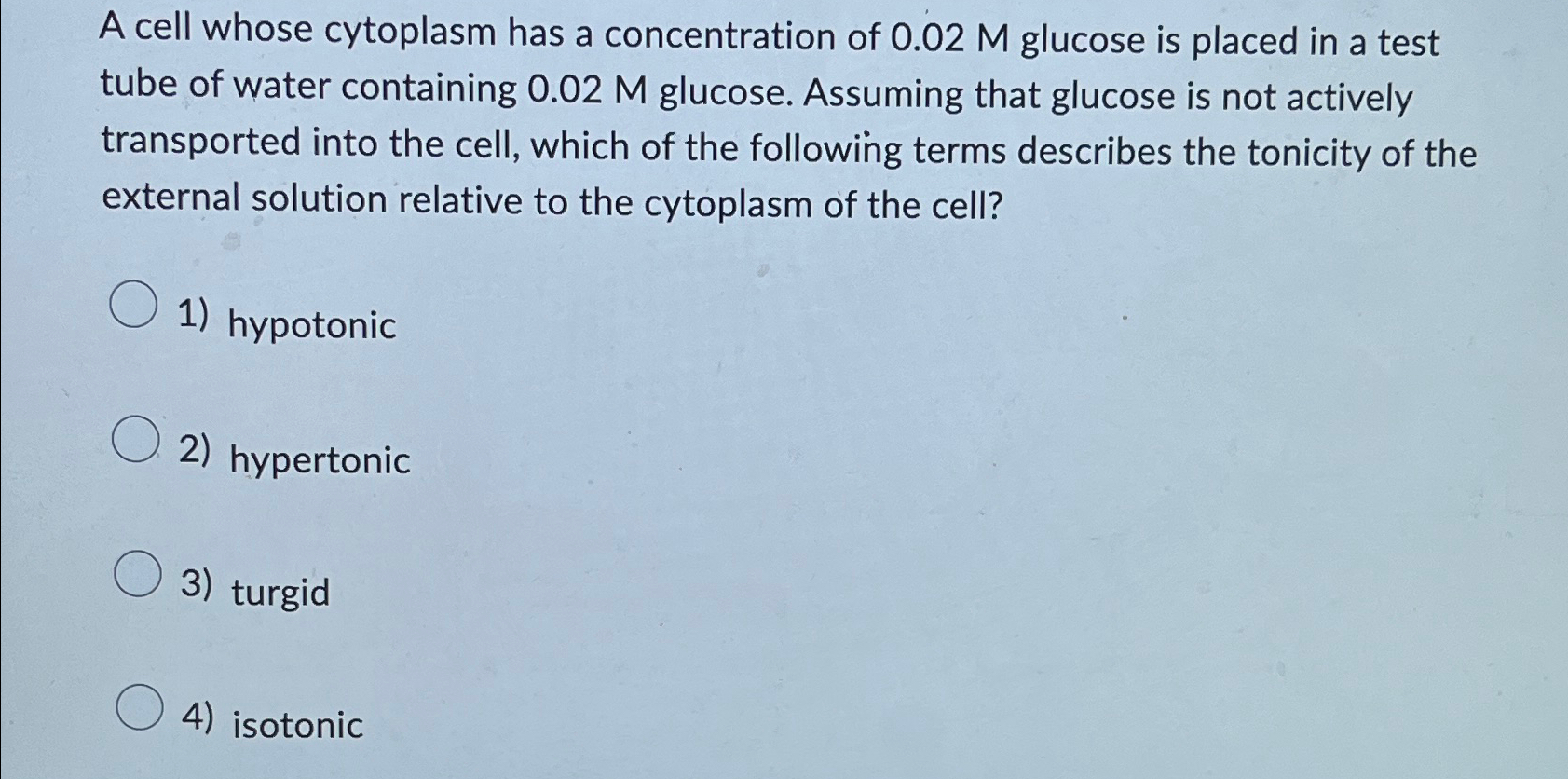 Solved A cell whose cytoplasm has a concentration of 0.02M | Chegg.com