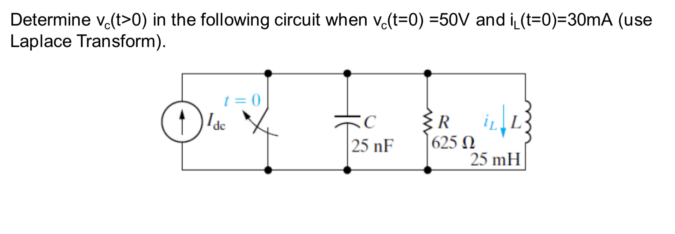 Determine vc(t>0) ﻿in the following circuit when | Chegg.com