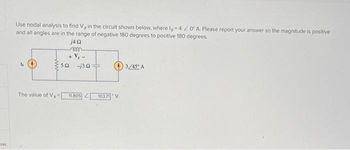 Solved Use nodal analysis to find Vx in the circuit shown | Chegg.com
