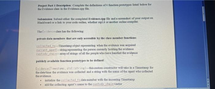 Solved Project Part 1 Description: Complete the definitions | Chegg.com