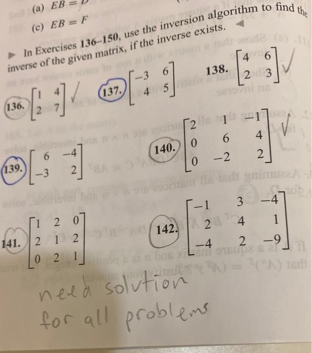 Solved In Exercises 136-150, use the inversion algorithm to | Chegg.com