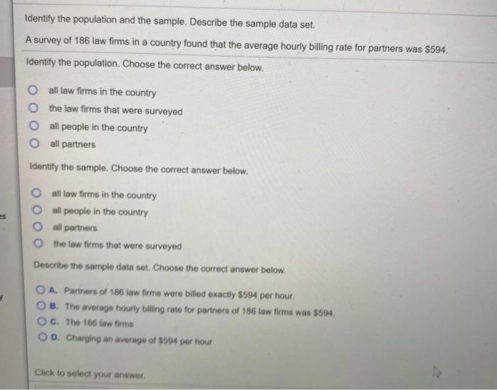 Solved Identify the population and the sample. Describe the | Chegg.com