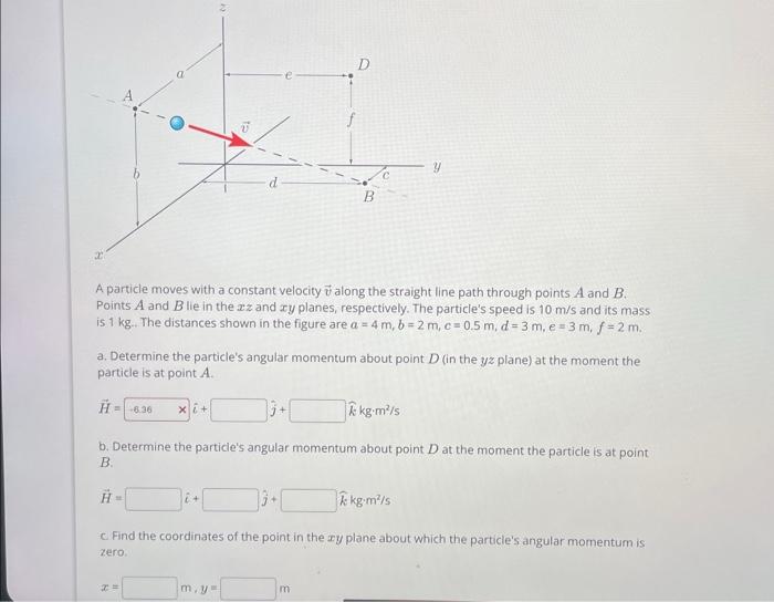 Solved A particle moves with a constant velocity v along the | Chegg.com