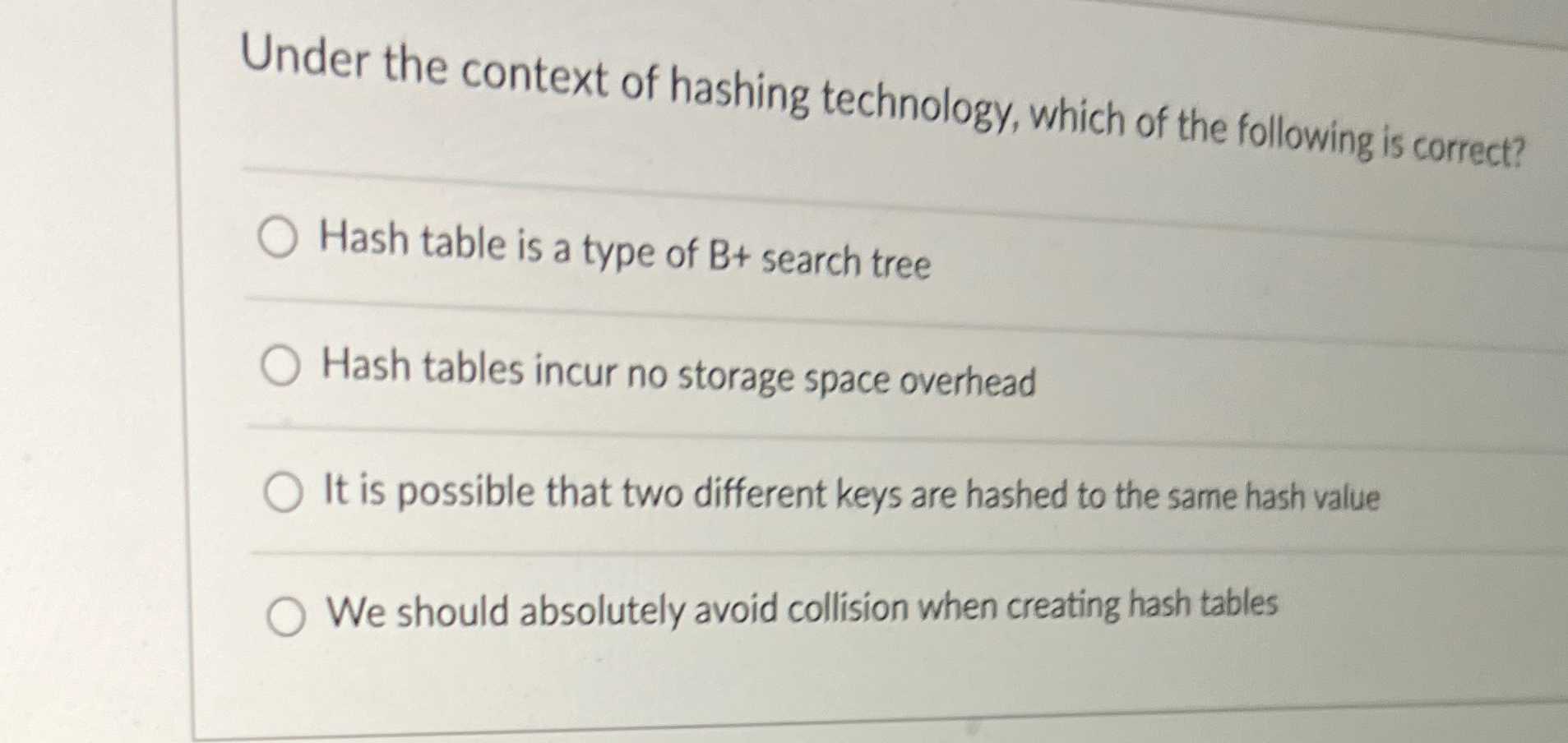 Solved Under The Context Of Hashing Technology Which Of The 5645