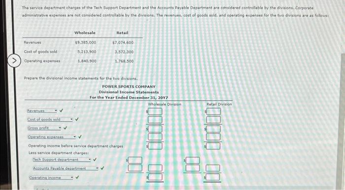 Solved Dvisional Income Statements with Service Department | Chegg.com