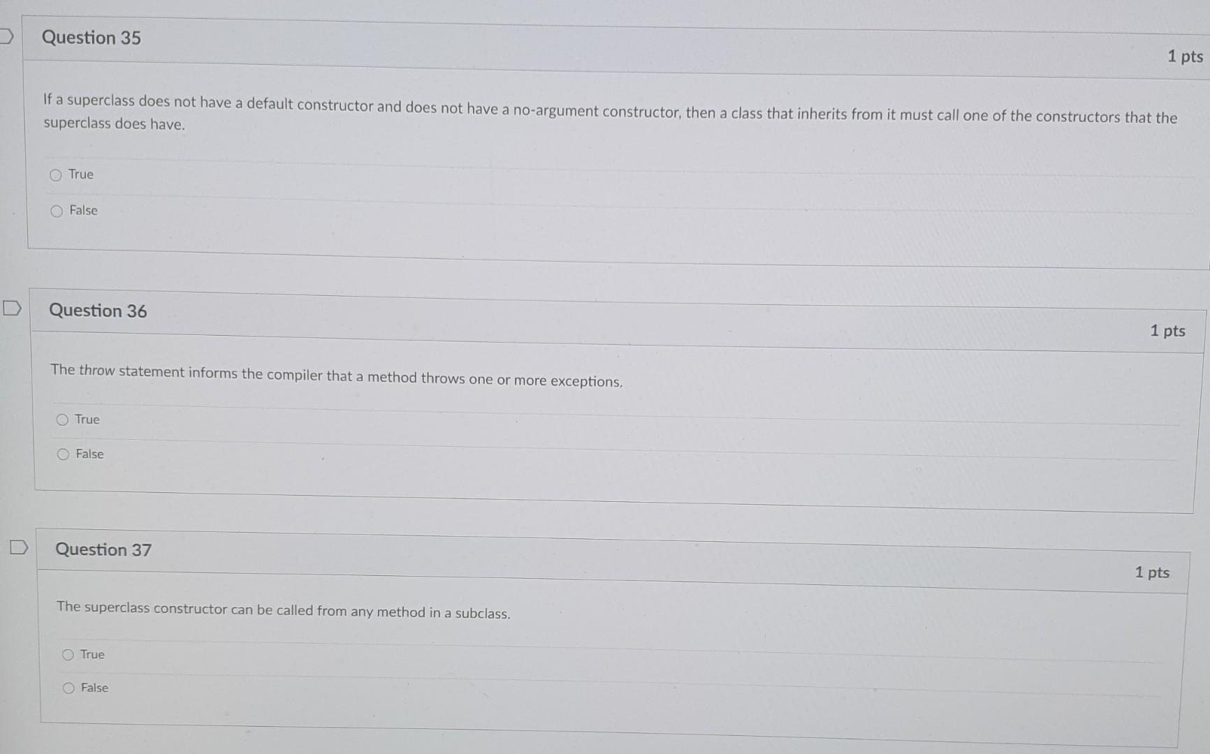 Solved Question 35 1 pts If a superclass does not have a | Chegg.com