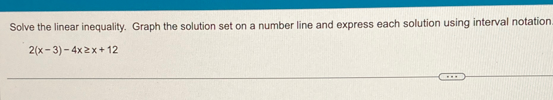 Solved Solve the linear inequality. Graph the solution set | Chegg.com