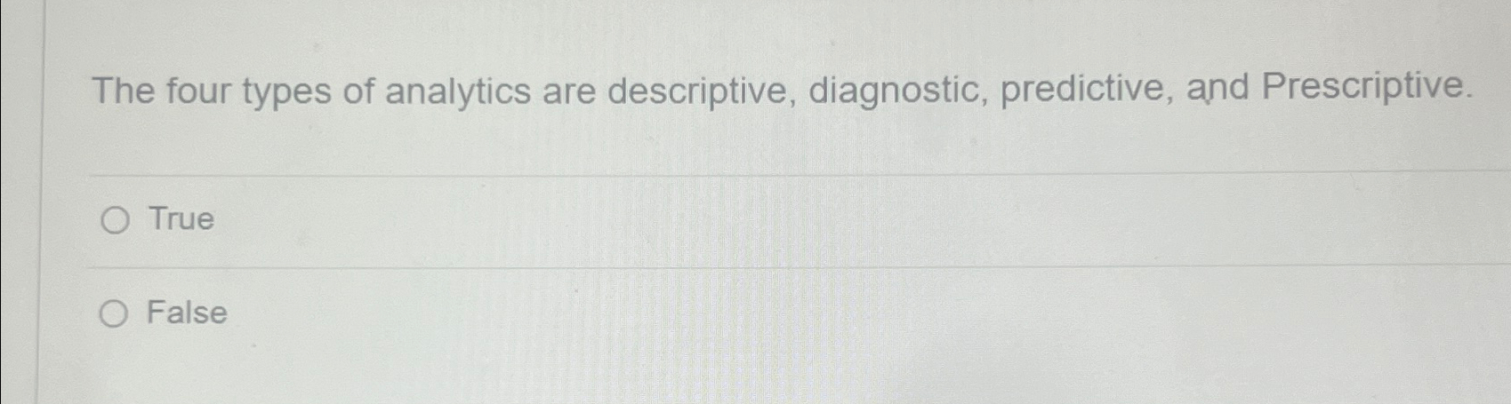 Solved The four types of analytics are descriptive, | Chegg.com