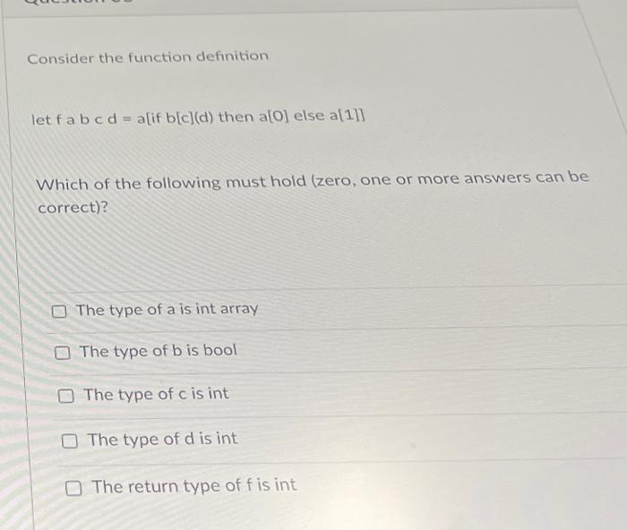 Solved Consider the following function definition let f bcd= | Chegg.com