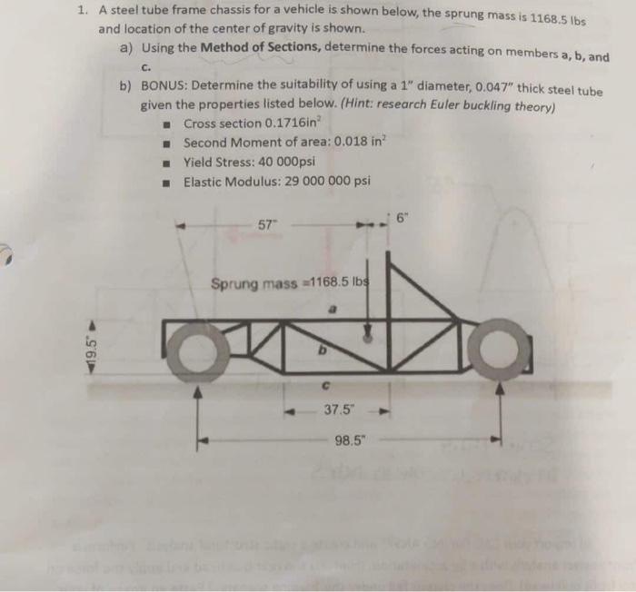 Solved C. 1. A steel tube frame chassis for a vehicle is | Chegg.com
