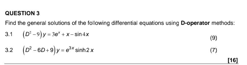 Solved Find the general solutions of the following | Chegg.com