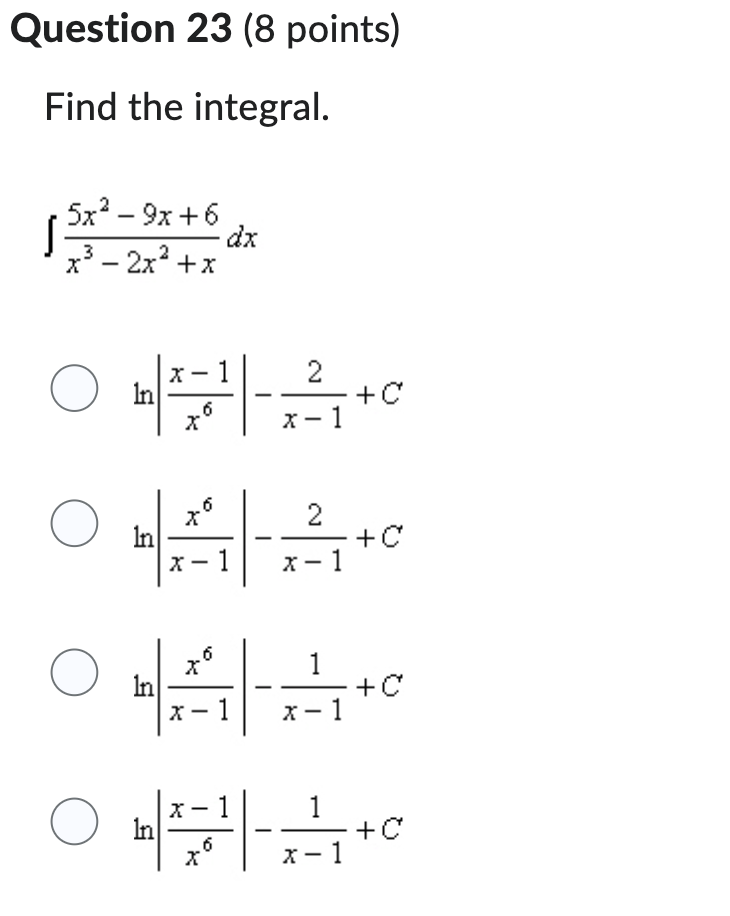 Solved Question 23 (8 ﻿points)Find the | Chegg.com