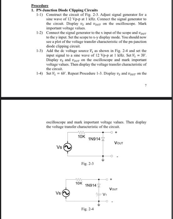 Solved Procedure 1. PN-Junction Diode Clipping Circuits 1-1) | Chegg.com
