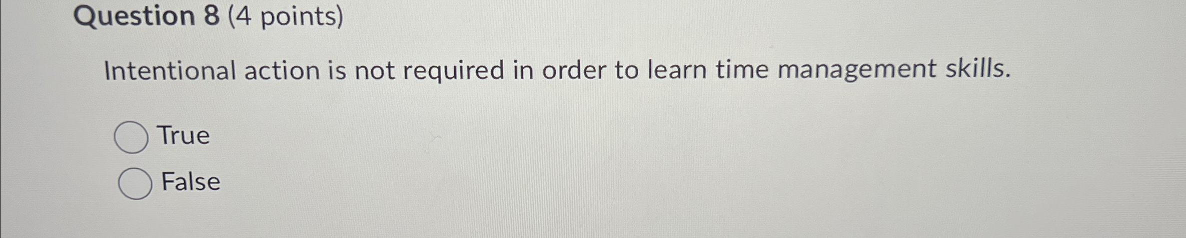 Solved Question 8 (4 ﻿points)Intentional action is not | Chegg.com