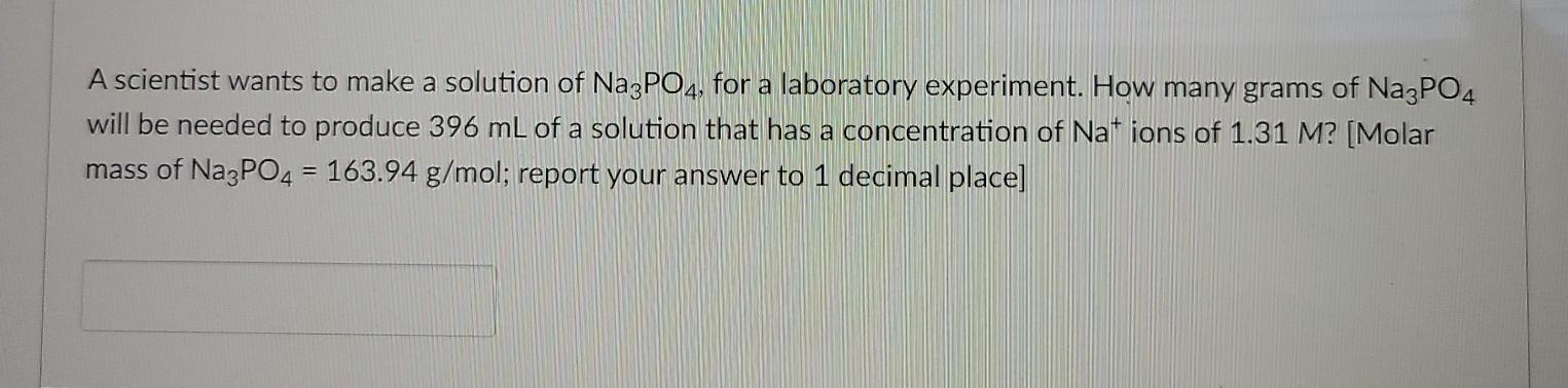 Solved A scientist wants to make a solution of Na3PO4, for a | Chegg.com