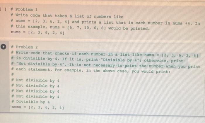Solved 11 # Problem 1 # Write code that takes a list of | Chegg.com