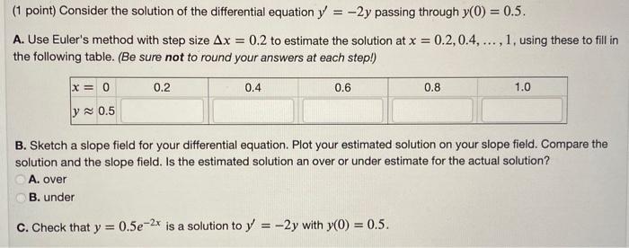 Solved (1 point) Consider the solution of the differential | Chegg.com
