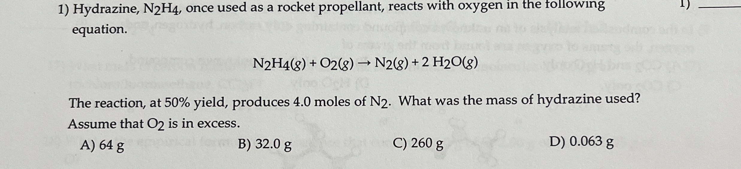Solved Hydrazine, N2H4, ﻿once used as a rocket propellant, | Chegg.com