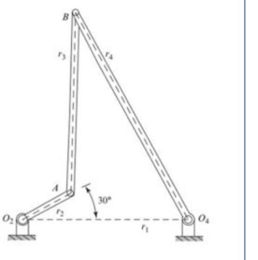 Solved A four-bar linkage is shown below. O,4 is rotating at | Chegg.com