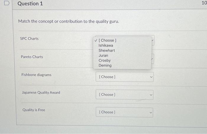 Solved Match the concept or contribution to the quality | Chegg.com