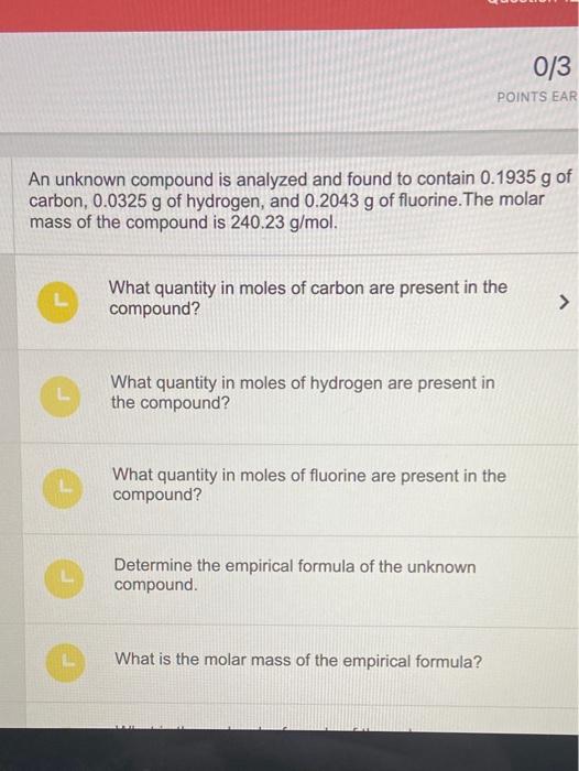 Solved An unknown compound is analyzed and found to contain | Chegg.com