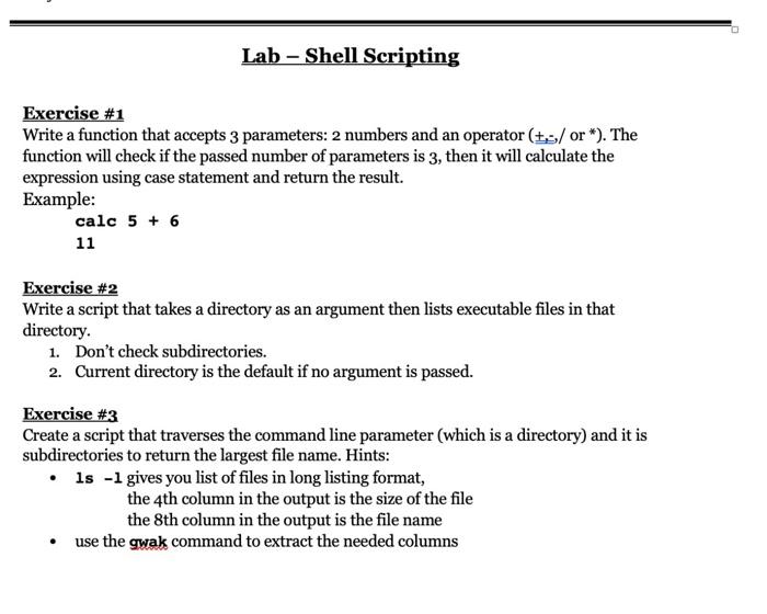 Solved Lab - Shell Scripting Exercise #1 Write a function | Chegg.com