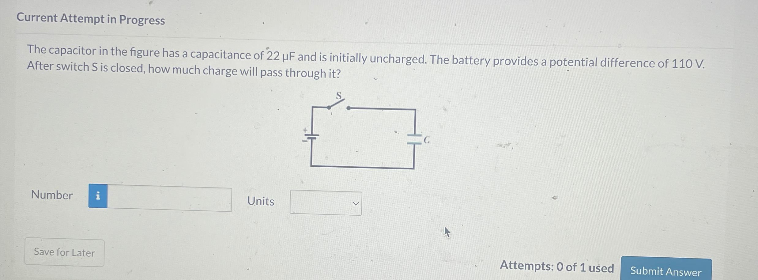 Solved Current Attempt in ProgressThe capacitor in the | Chegg.com