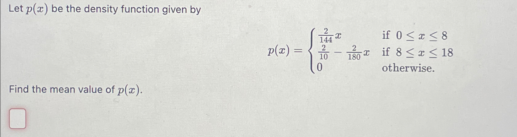 Solved Let p(x) ﻿be the density function given | Chegg.com