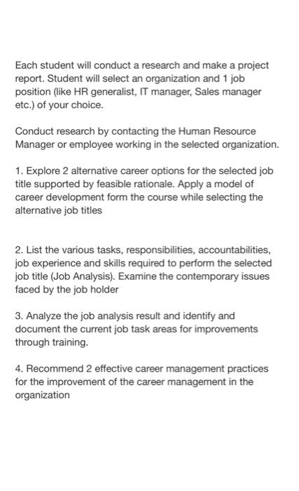 Solved Each student will conduct a research and make a | Chegg.com