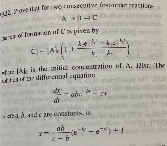 Solved 9.22. Prove that for two consecutive first-order | Chegg.com