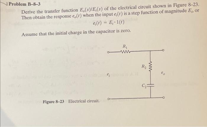 Solved Problem B-8-3 Derive the transfer function | Chegg.com