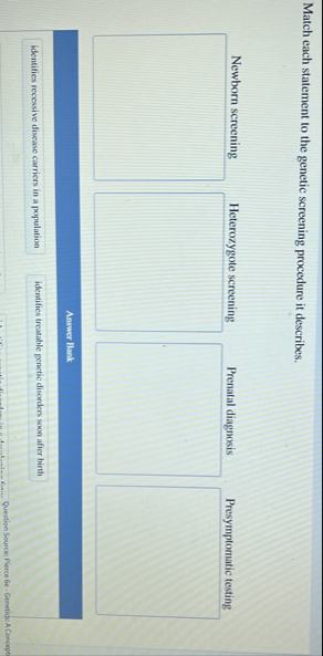 Solved Match each statement to the genetic screening | Chegg.com