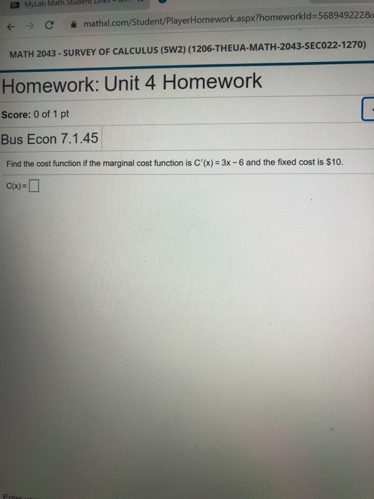 Solved MyLab Math Student . mathxl.com/Student/Player | Chegg.com