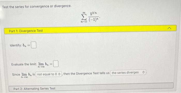 Solved Test the series for convergence or divergence. | Chegg.com