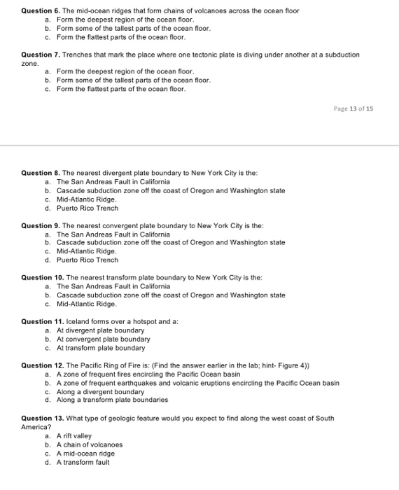 Solved Question 6. The mid-ocean ridges that form chains of | Chegg.com