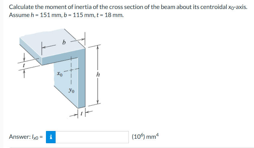 Solved Calculate the moment of inertia of the cross section | Chegg.com