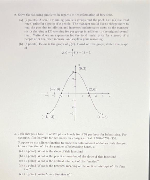 Solved 2. Solve the following probleme in regards to | Chegg.com