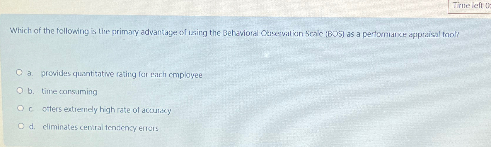 Solved Time left 0Which of the following is the primary | Chegg.com