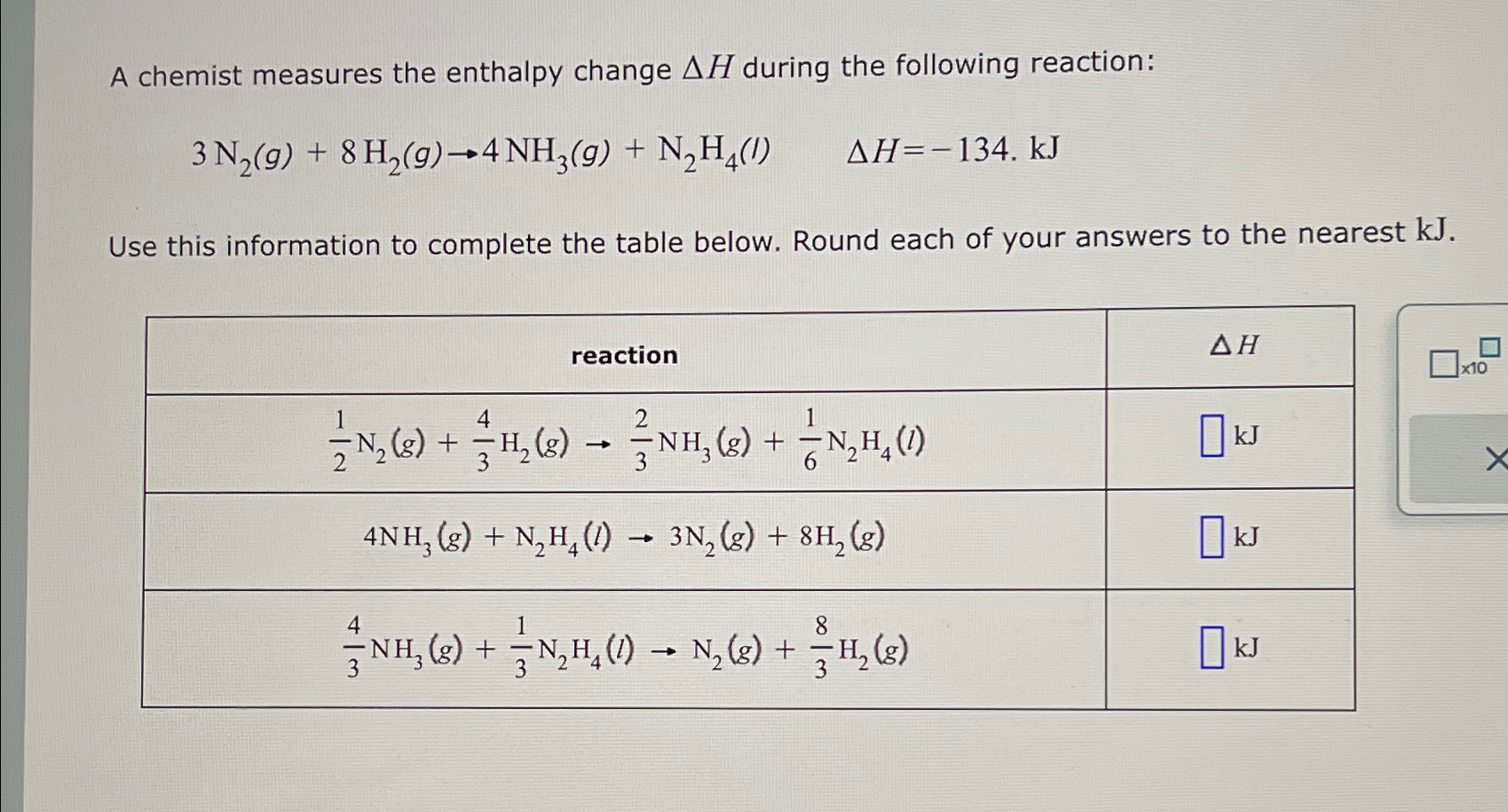 Solved • ﻿• ﻿• ﻿• ﻿• ﻿A chemist measures the enthalpy change | Chegg.com