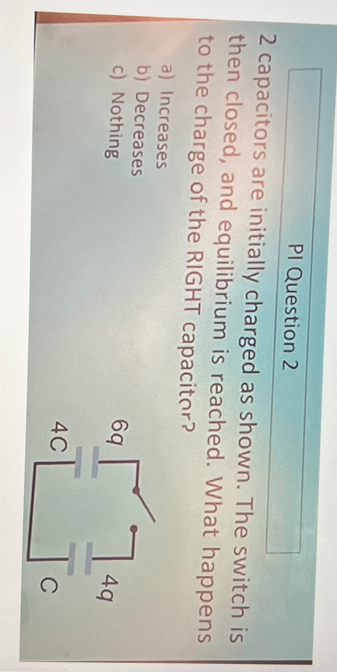 Solved PI Question 22 ﻿capacitors are initially charged as | Chegg.com