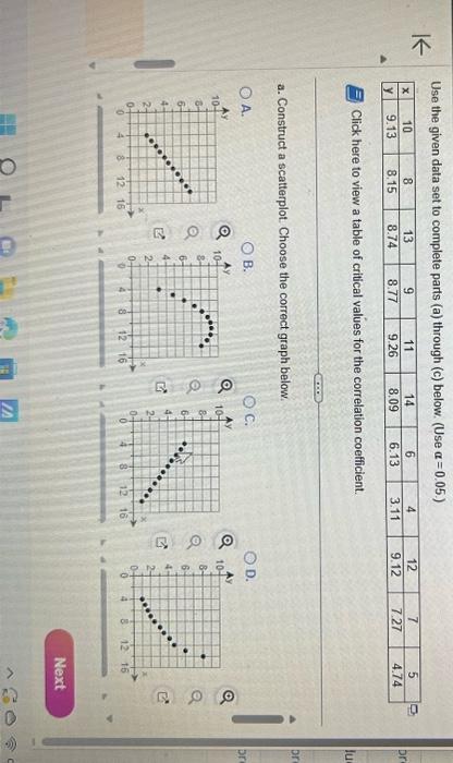 Solved Use the given data set to complete parts (a) through | Chegg.com