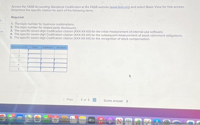 k ces Access the FASB Accounting Standards | Chegg.com