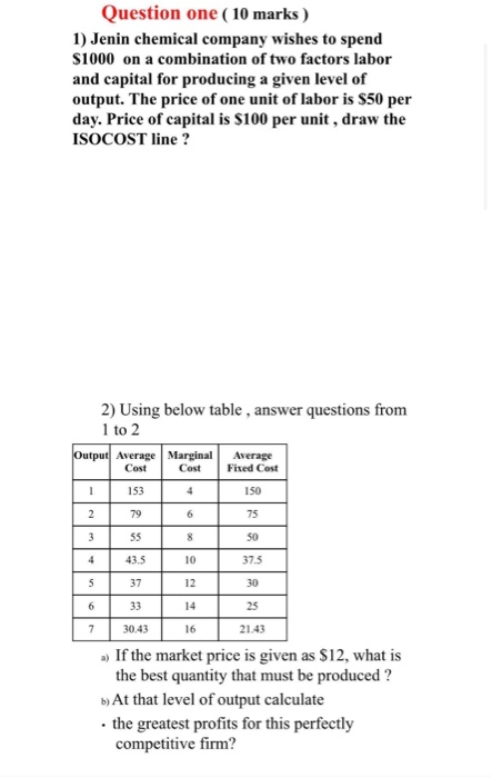 Solved Question one ( 10 marks) 1) Jenin chemical company | Chegg.com