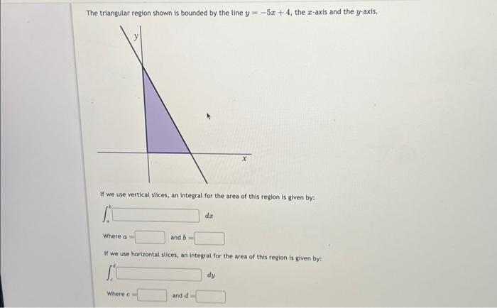 Solved The triangular region shown is bounded by the line | Chegg.com