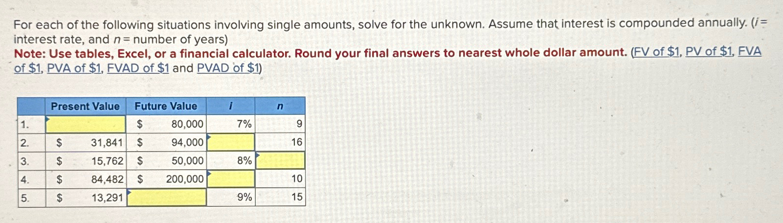 Solved For each of the following situations involving single | Chegg.com
